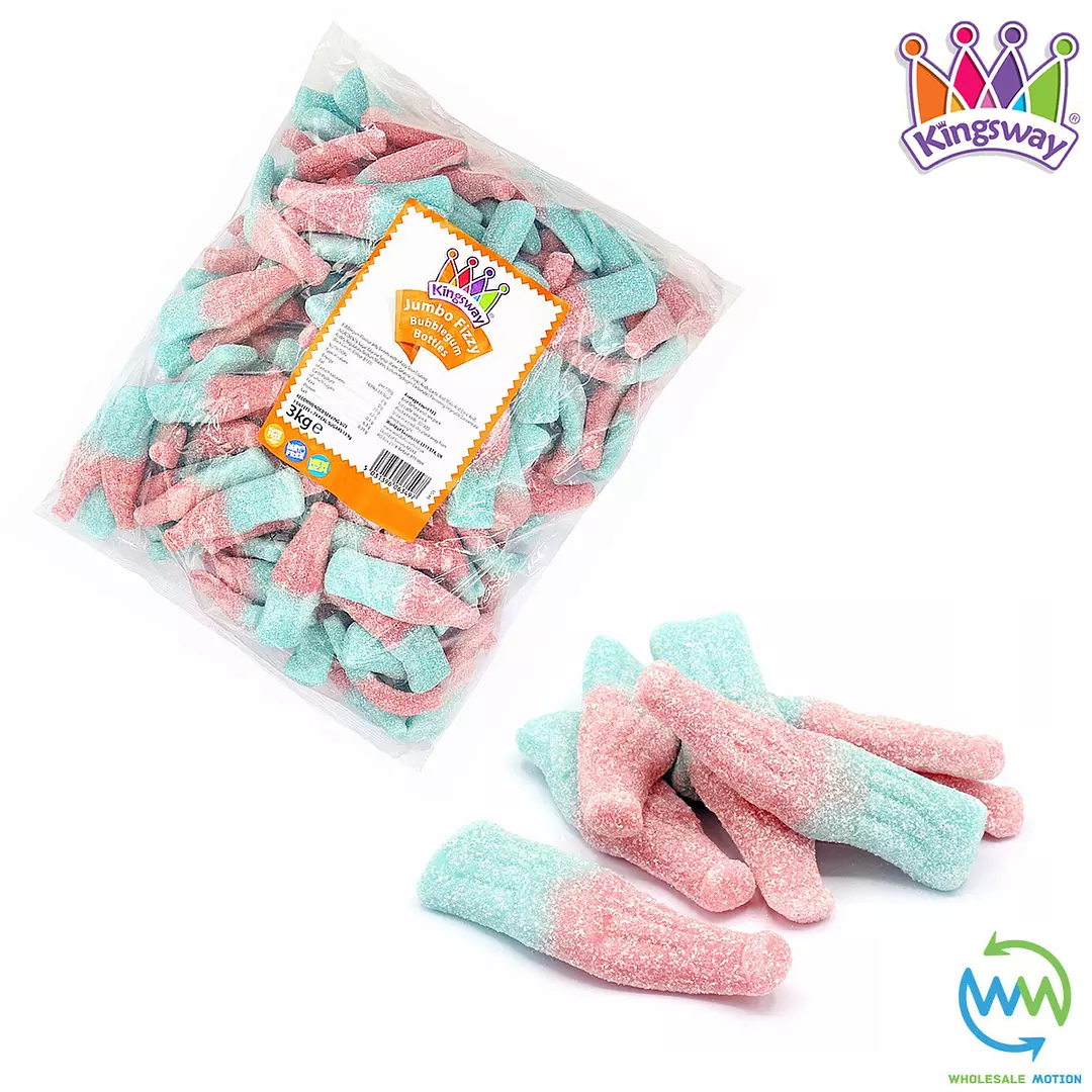 JUMBO FIZZY BUBBLEGUM Bottles Sweets GUMMY Candy JELLY Kingsway PICK N ...