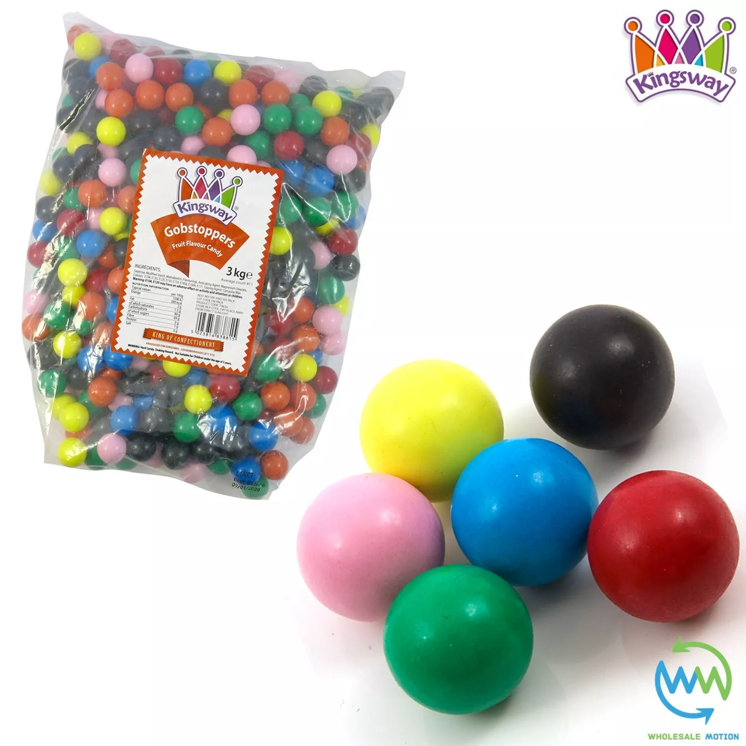 GOBSTOPPERS Sweets CHEWY Candy GUMBALL BUBBLEGUM BALLS Kingsway Gum PI ...